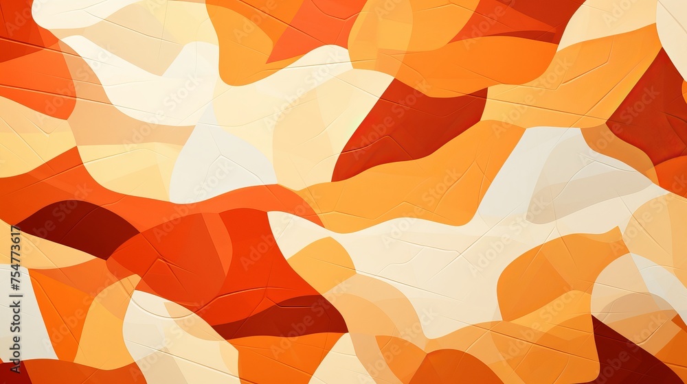 Shades of orange form a seamless pattern within a torn paper section ...