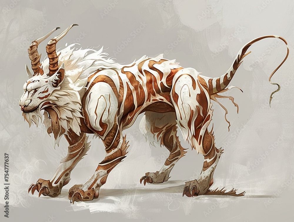 2D Illustrate of Invent a chimera with the abilities of its combined ...