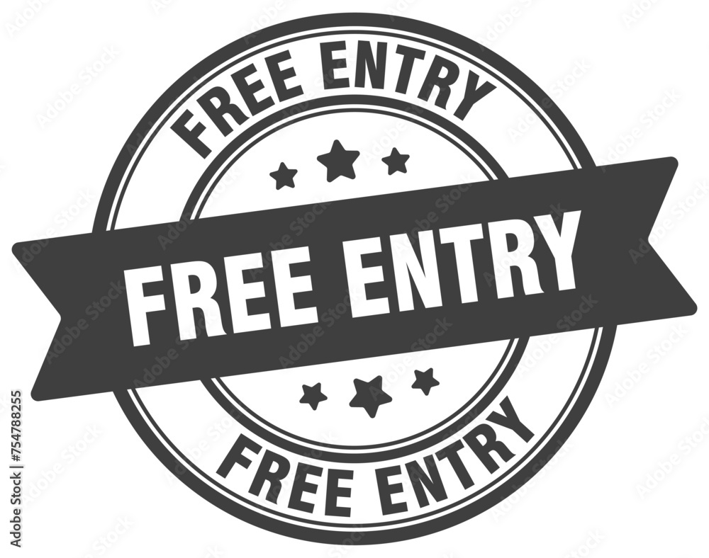 free entry stamp. free entry label on transparent background. round ...