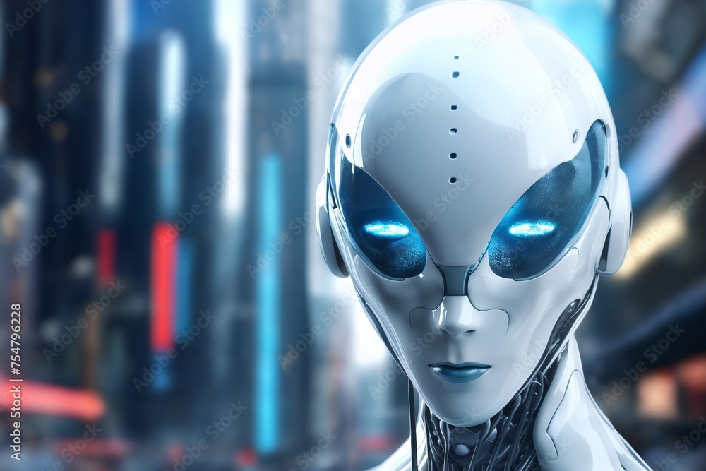 gynoid, a humanoid female android hybrid robot with a female face in a ...