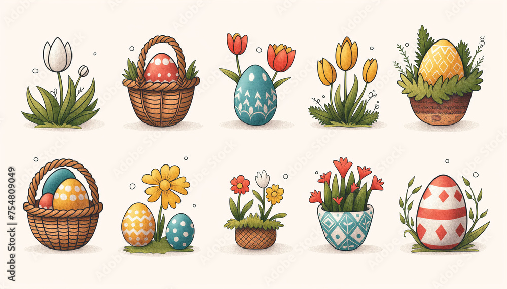 Religious Easter Icons: Vector illustrations of crosses, doves, and ...