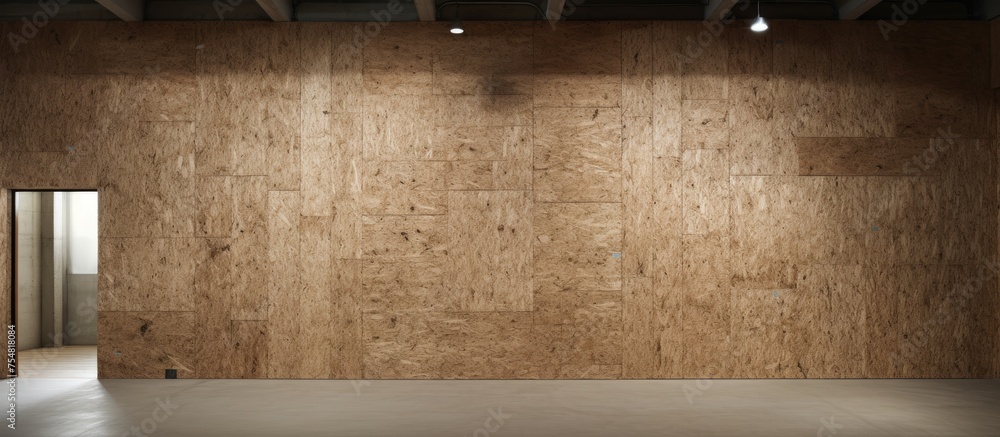 The room features wooden walls made from Real Texture OSB Oriented ...