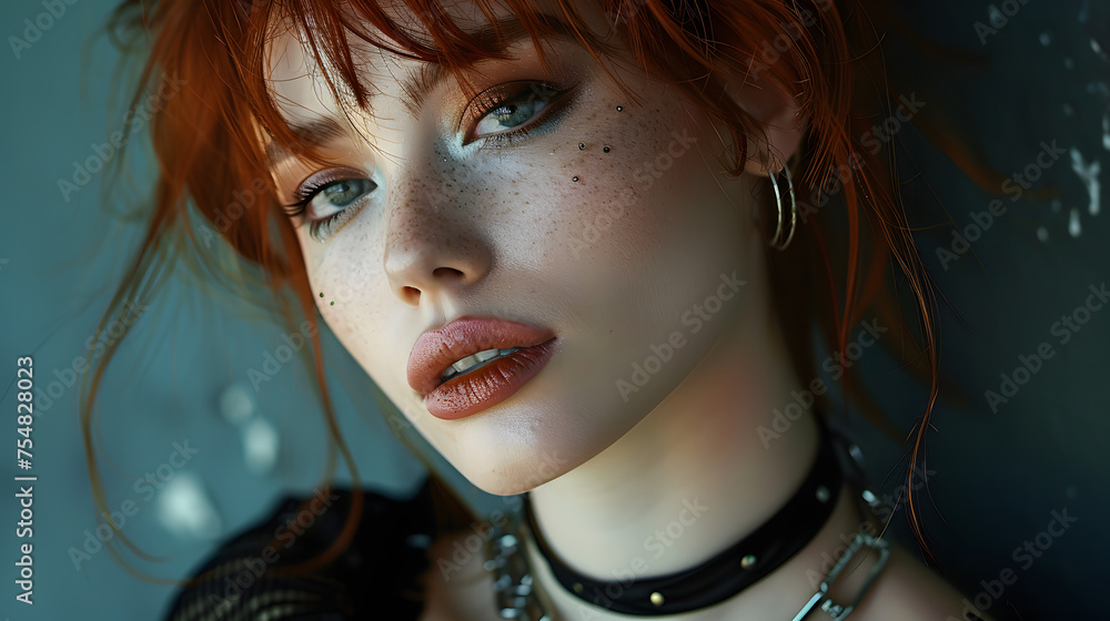 elegant full body dynamic pose for a strikingly beautiful redhead blue ...