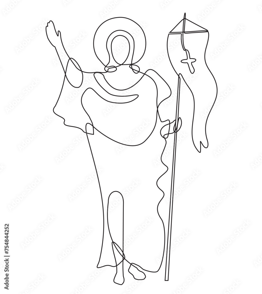 One line drawing the minimal hand of Jesus Christ. One continuous ...