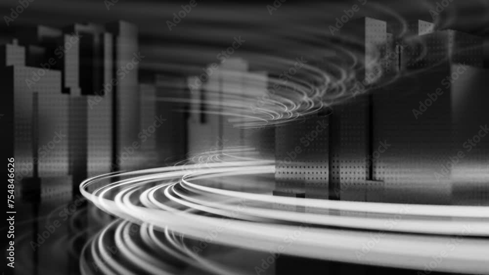 Abstract highway in the city seamless loop background. Cyberpunk city ...