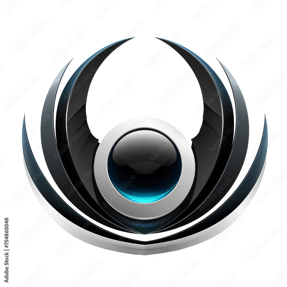 futuristic logo on a transparent white background, 3d render ...