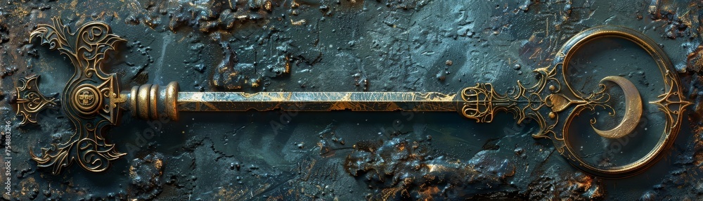 Esoteric sigils etched into a gothic skeleton key Stock Illustration | Adobe Stock