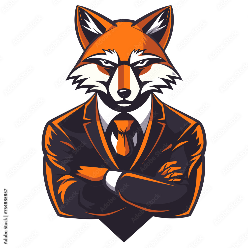 Male businessman fox in suit vector esports logo on white background ...