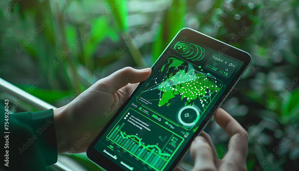 Environmental app to track and manage carbon emission reduction, user ...