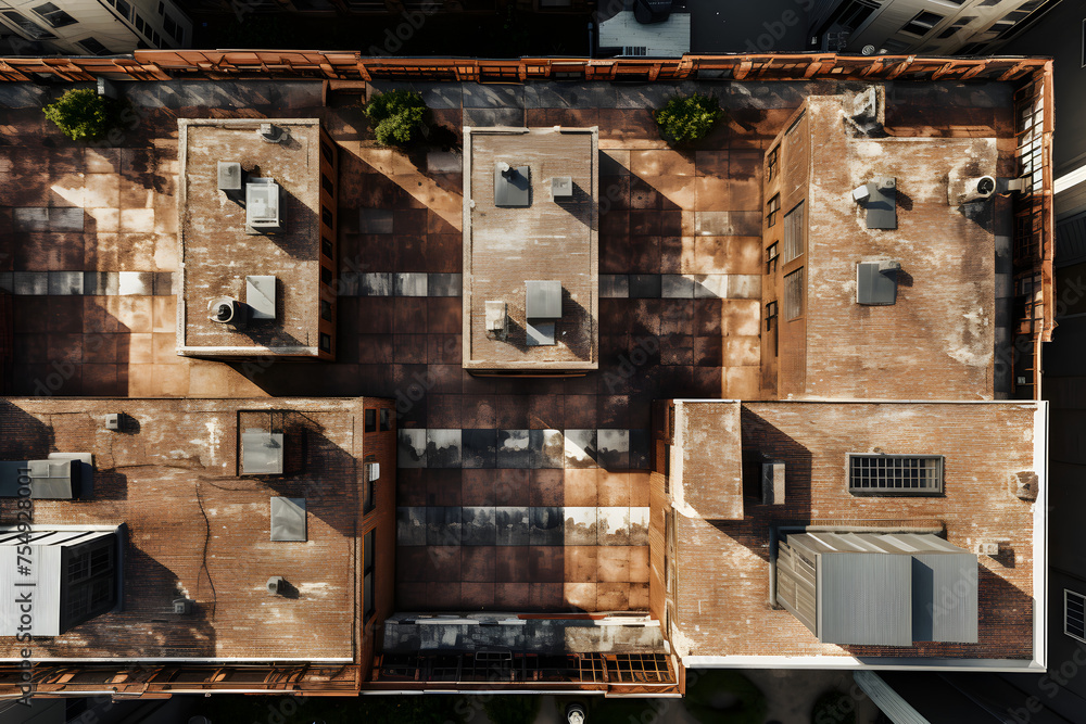 Brick building from above, brick building, brick house, big brick house ...