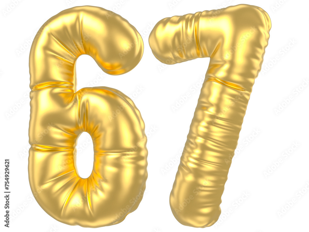 3d gold number 67 rendering Stock Illustration | Adobe Stock