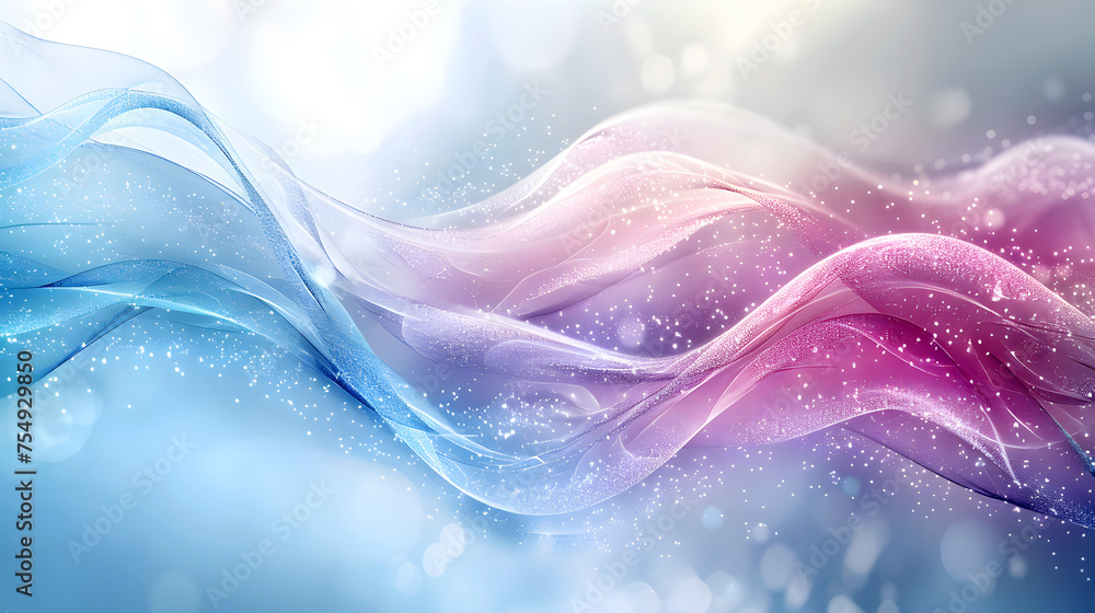 Frozen Flow: Ethereal Sheer Fabric Waves with Glittering Particles on a ...