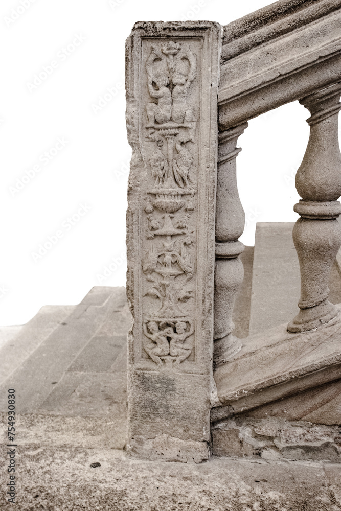 Carved steps staircase architecture on white background. Carved steps ...