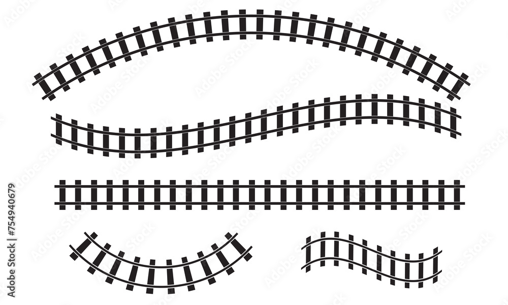 curved railroad isolated on white background. Vector illustration of ...