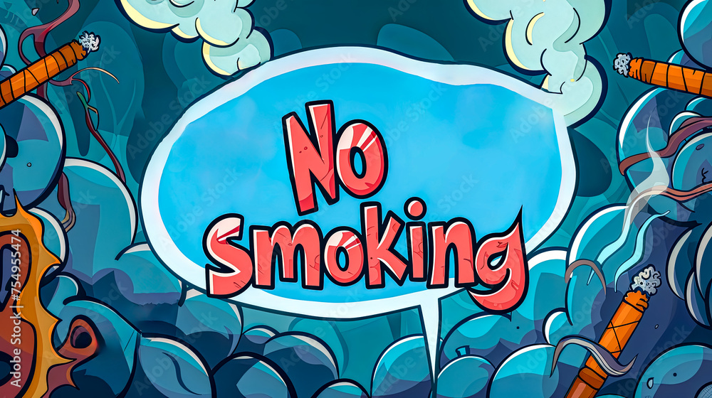 Cartoon no smoking sign with whimsical background Stock Illustration ...