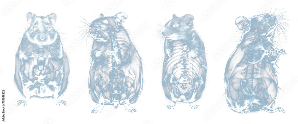 X-ray view of hamsters set. Isolated transparent background PNG. Stock ...