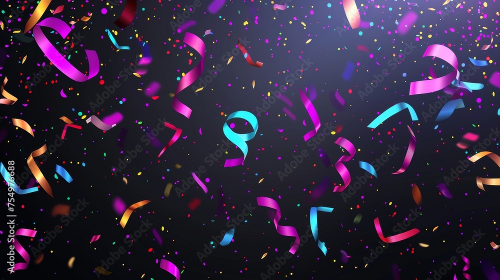 Colorful paper particles falling from the air on transparent background ...