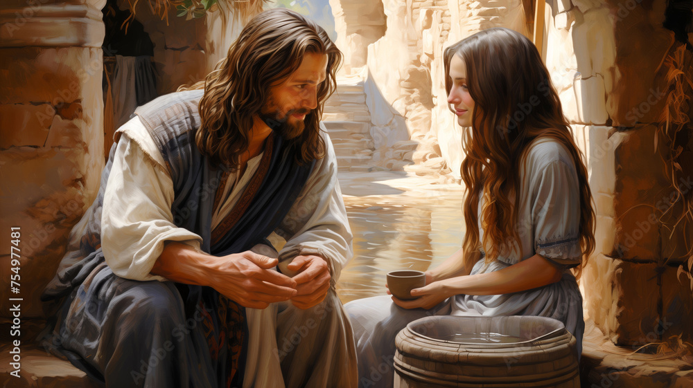 Jesus Christ the Messiah talking with the Samaritan woman giving hope ...