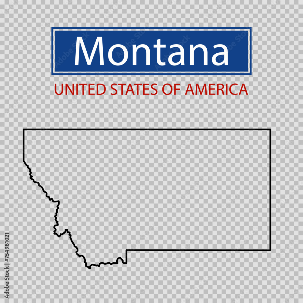 Montana state outline map, United States of America line icon, map ...