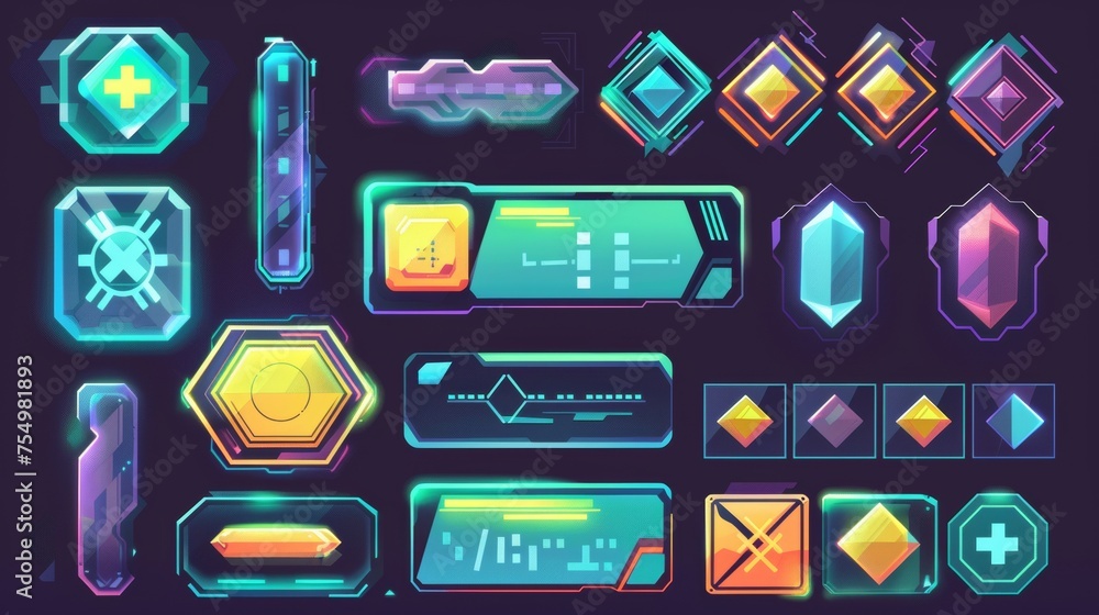 Sci Fi Style Buttons And Frames For Games Menus And Assets For User