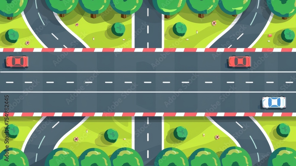 Race car track with start and finish lines. Cartoon illustration of ...