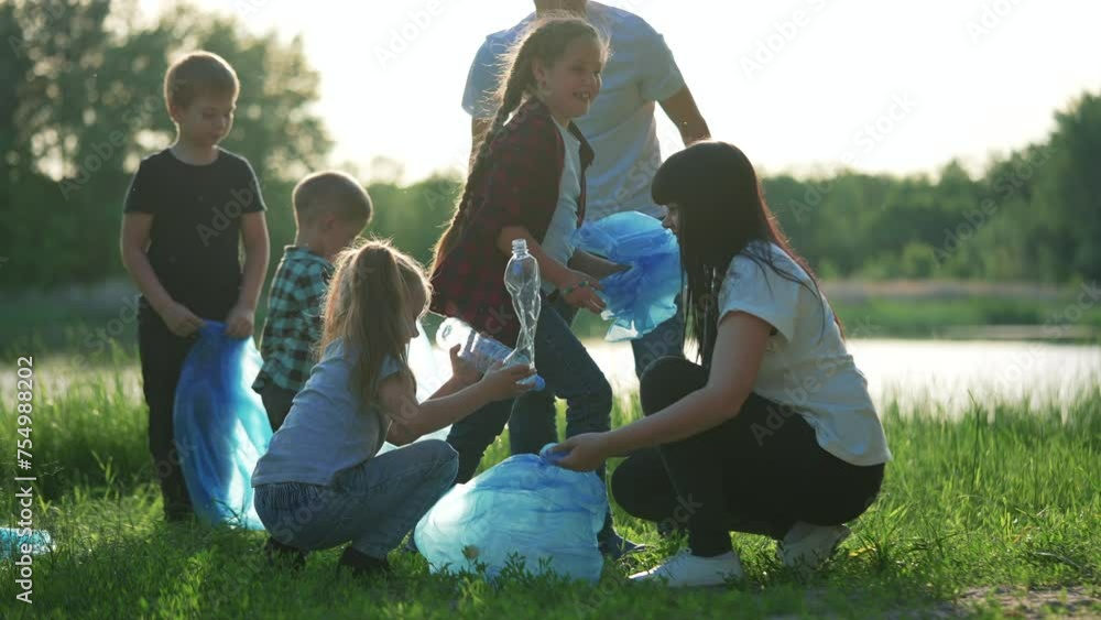 saving nature garbage collection. a group of volunteers save ...