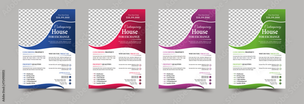 Real Estate Flyer Vector Template Design. Home Selling Advertisement ...