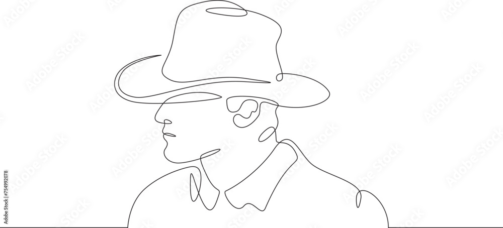 Portrait of a man in a hat. Man in profile. Man's portrait. Retro ...
