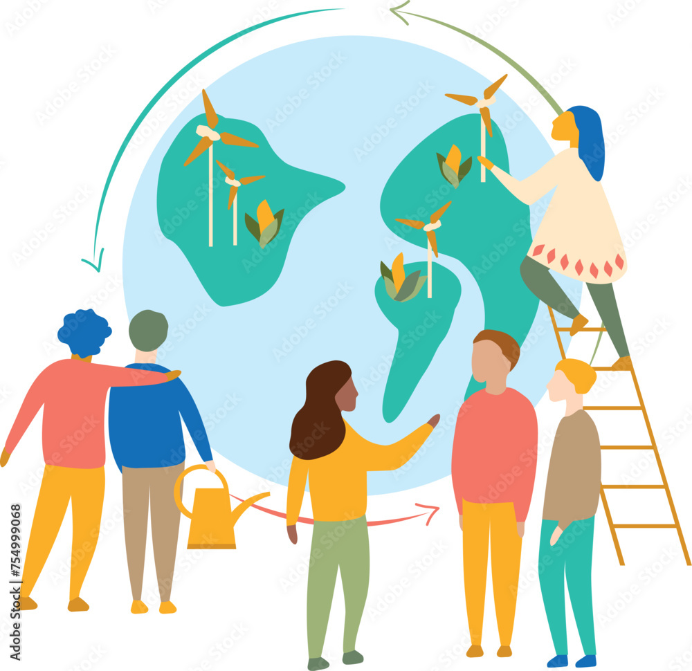 Isolated vector graphic illustration. a community of people discussing ...