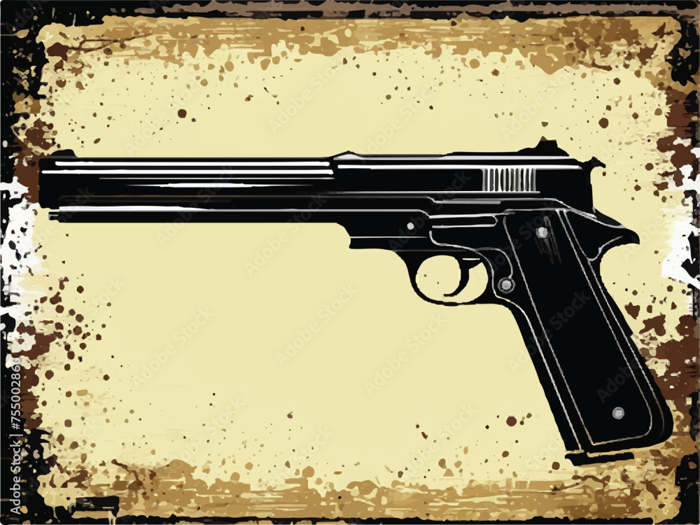 Handgun pistol. Pistol in a abstract grunge background. Pistol Gun Icon ...