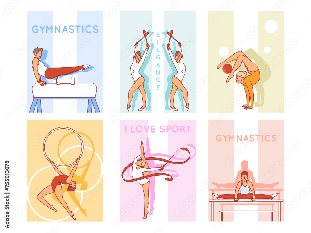 Rhythmic gymnastics posters. Flexible and strong athletes, girls and ...