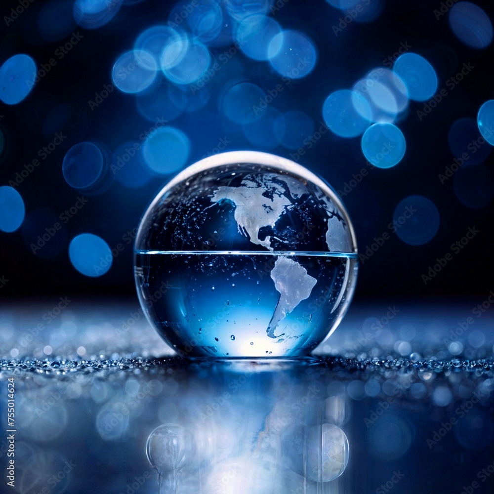 Symbolic image. Planet earth filled with water. Earth Day. Preserving ...
