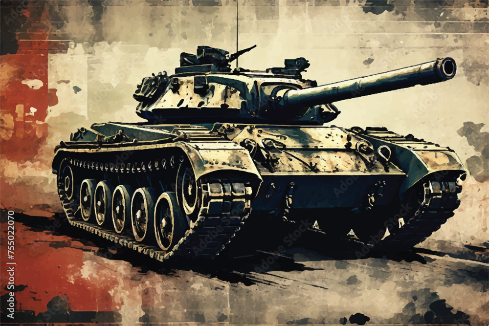 Military Tank Illustration. Battle tank. Tank in a abstract background ...