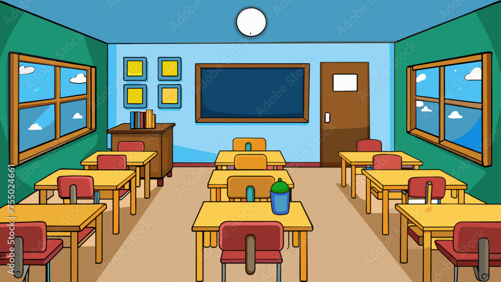 School Classroom Interior Vector Art Stock Vector | Adobe Stock