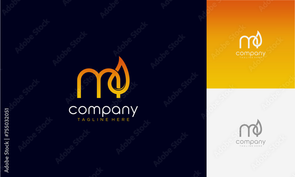 Initial Letter m lowercase gradient colours with Oil and gas logo ...