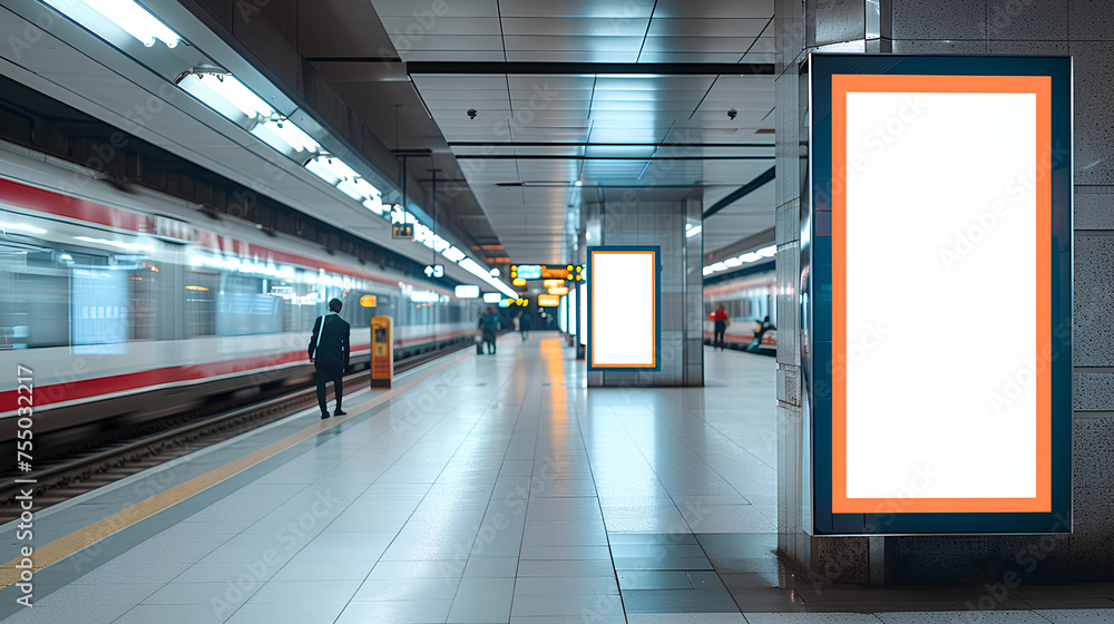 Blank mock up for vertical poster advertising; 6 sheet digital display ...