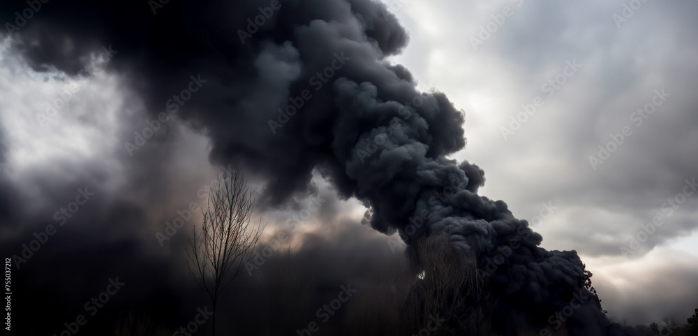 Inferno Unleashed: Intense and Ominous Capture of a Billowing Black ...