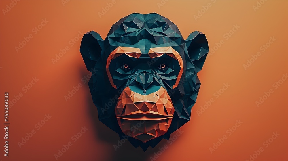 Low Poly Chimpanzee Head in Orange, To provide a visually appealing and ...