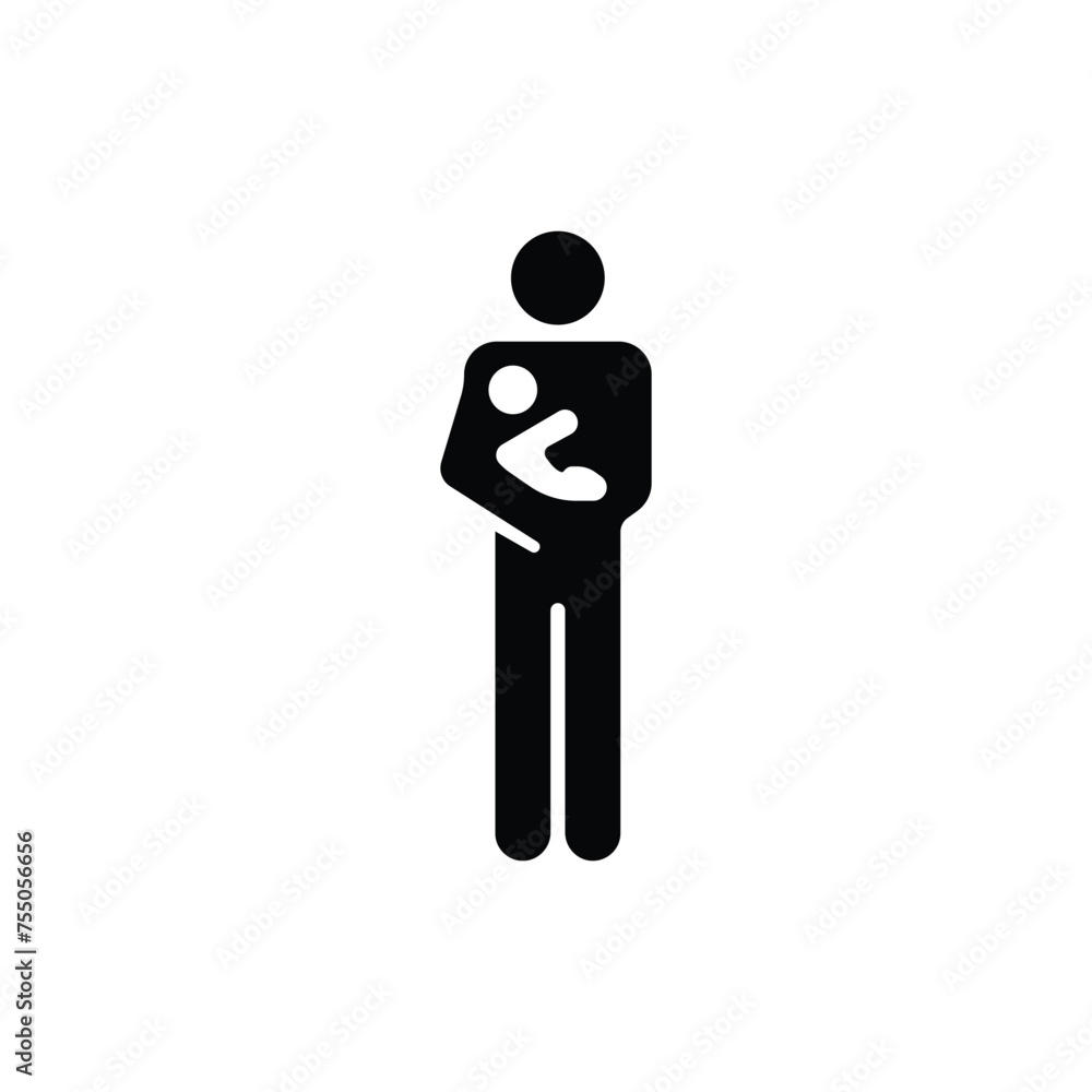 Standing person holding a small child icon. Public information symbol ...
