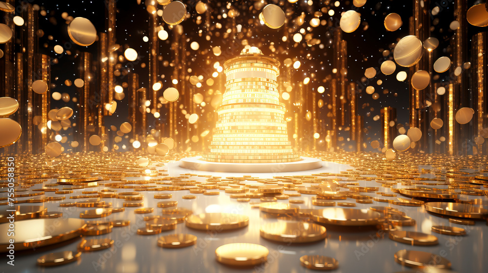 Sparkling Gold Coins: Radiant, Prismatic, and Glowing with Star Powder ...