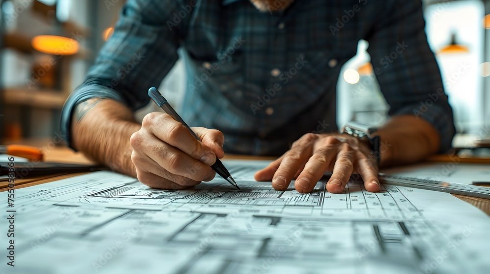 Fotografia do Stock: Architect Planning with Pencil and Paper, To ...