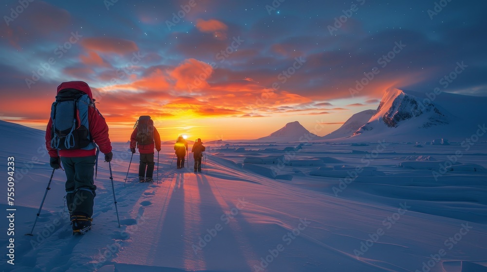 Navigating the icy landscapes of a polar expedition Stock Illustration ...