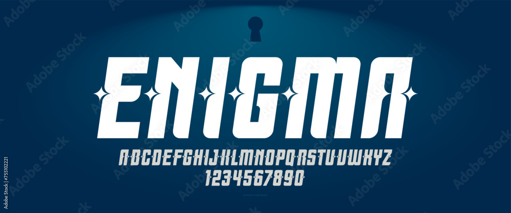 Mystic vintage display font for emblems and logos, alphabet letters and ...