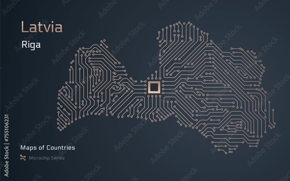 Adobe Illustrator ArtworkLatvia Map with a capital of Riga Shown in a ...
