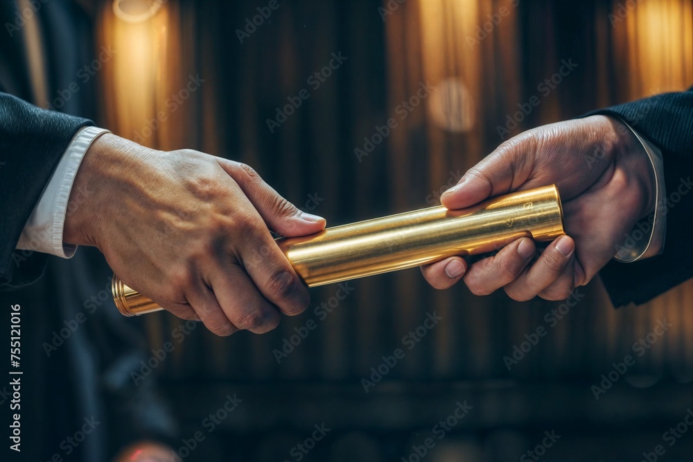 Business race handover: passing the baton in relay Stock Photo | Adobe ...