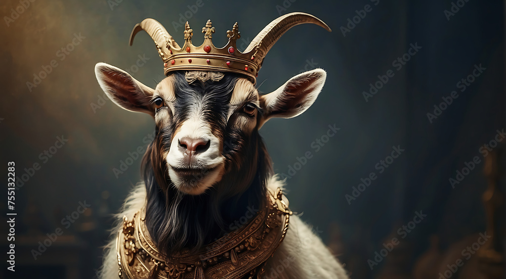 Goat with a crown greatest of all time Stock Photo | Adobe Stock