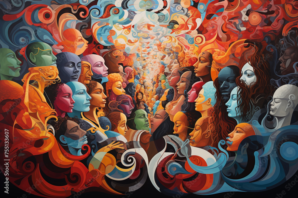 Abstract woman's face pattern, woman's creative expressions, Mindful ...