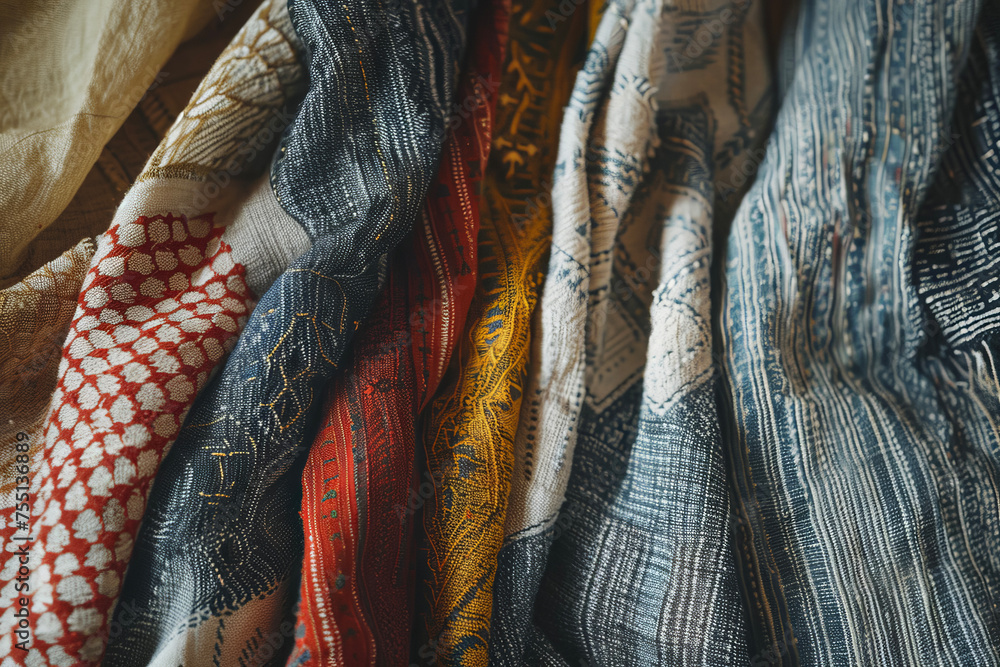 A pattern of khadi with the hand-spun and hand-woven cotton fabric of ...