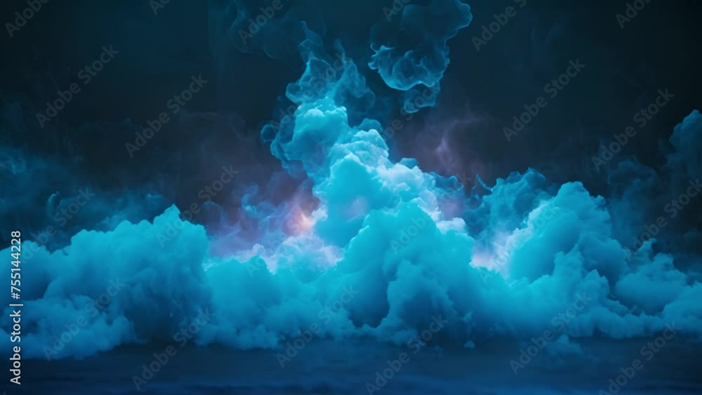 Vidéo Stock Blue smoke Cold air flow from air conditioner effect ...