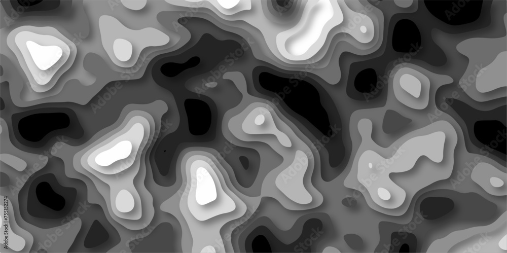 3D Stylized topographic contour map. Geography scheme and terrain ...